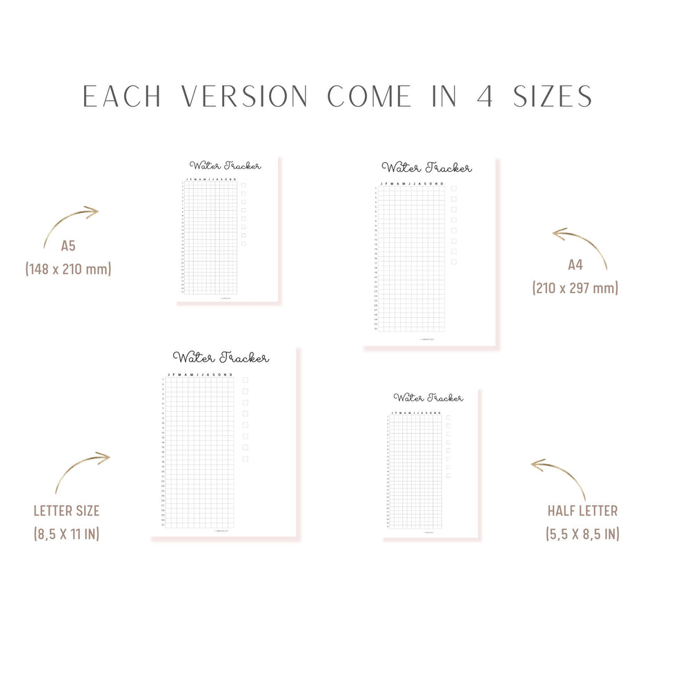 Water Tracker Printable PDF - M506 – mrsneat