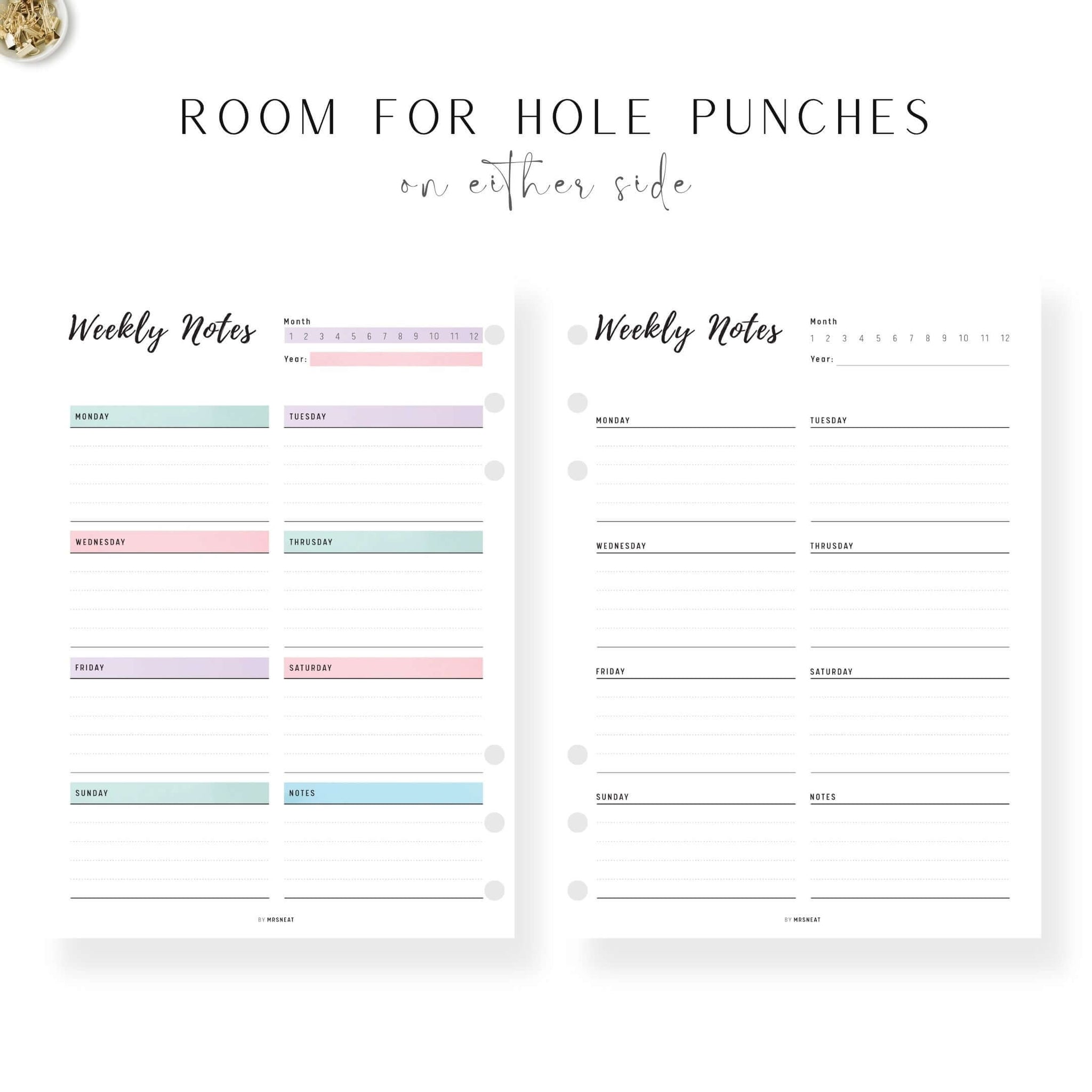 Weekly Notes Template Printable - M385 – mrsneat