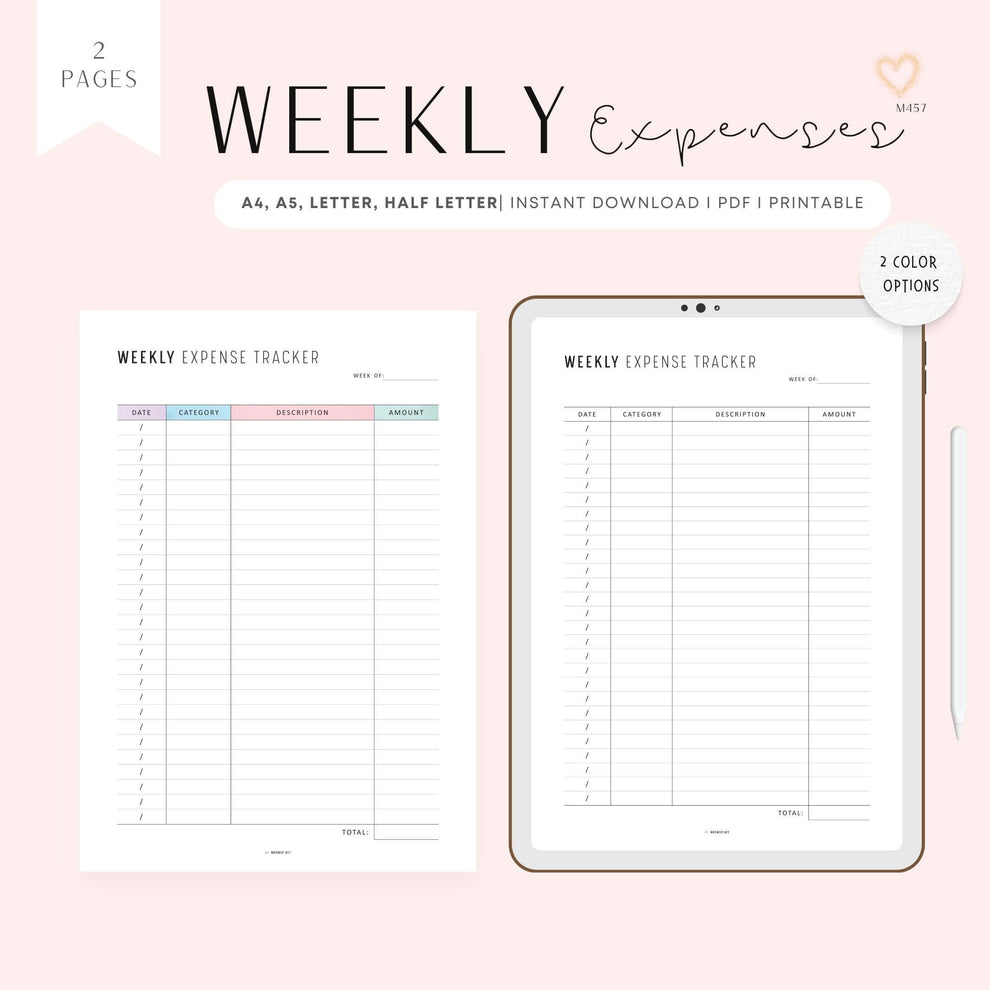Weekly Expense Tracker Printable - M457 – mrsneat