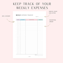 Weekly Expense Tracker Printable - M457 – mrsneat