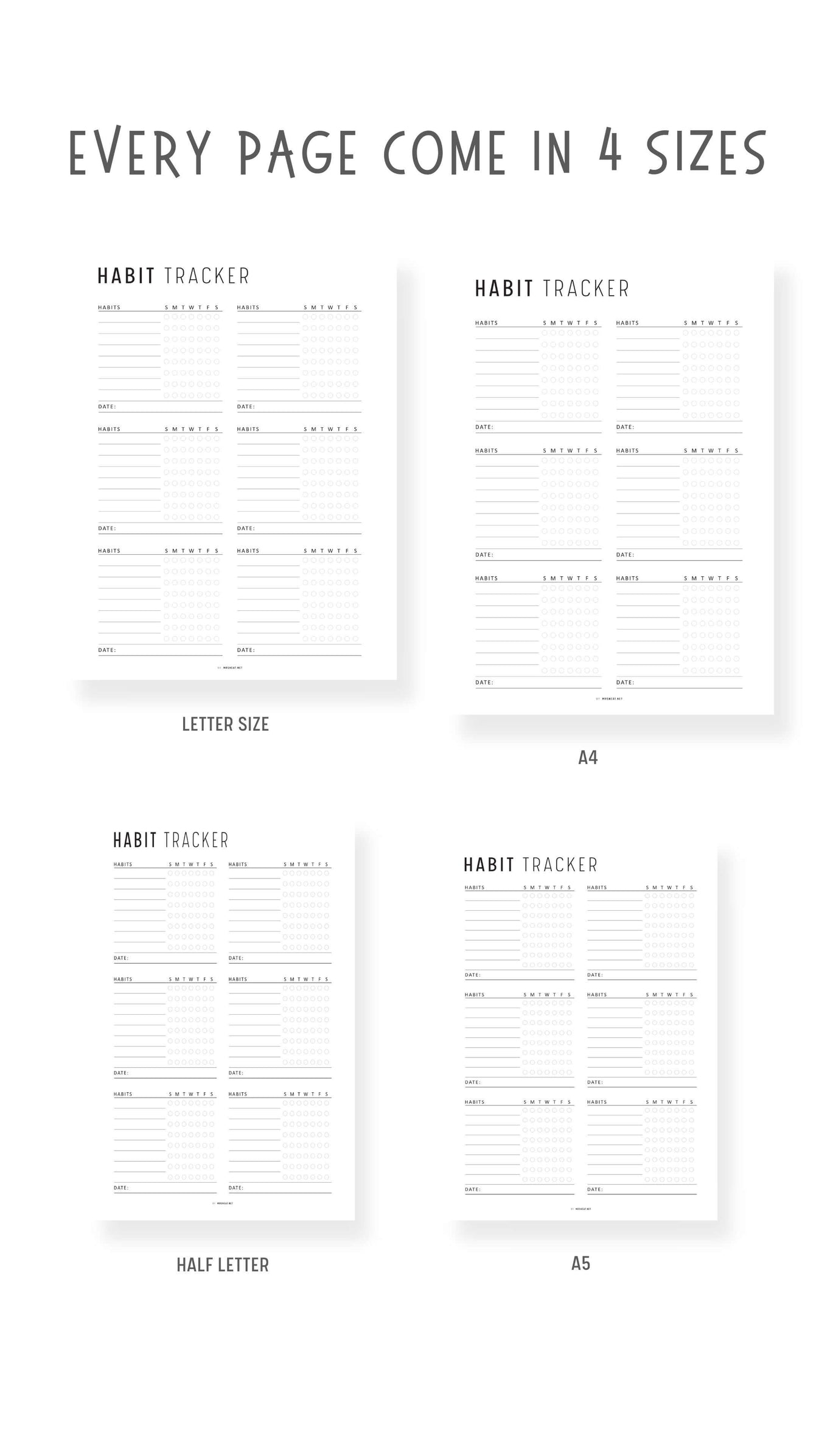 Weekly Habit Tracker Template Printable - M399 – mrsneat