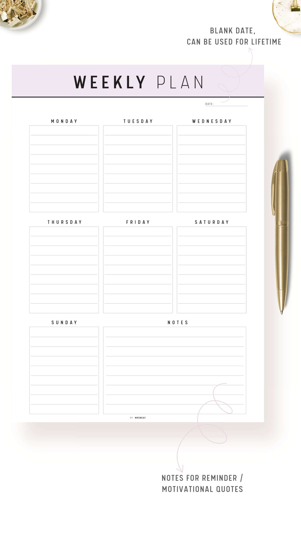 Weekly Planner Template Printable Pdf – mrsneat