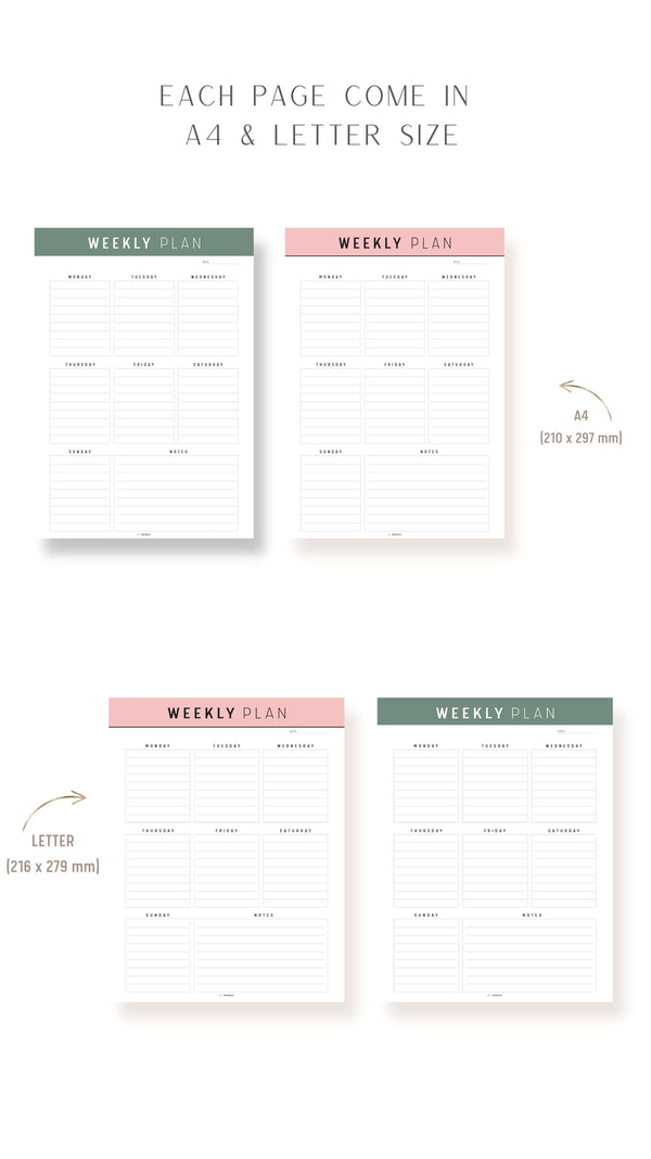 Weekly Planner Template Printable Pdf - M251 – mrsneat