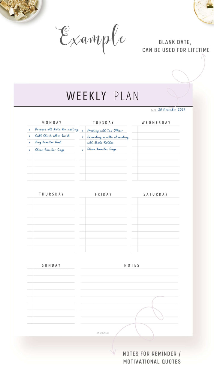 Printable Weekly Planner Template – mrsneat
