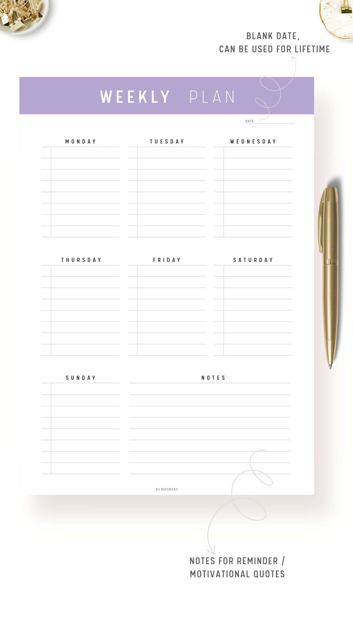Printable Weekly Planner Template – mrsneat