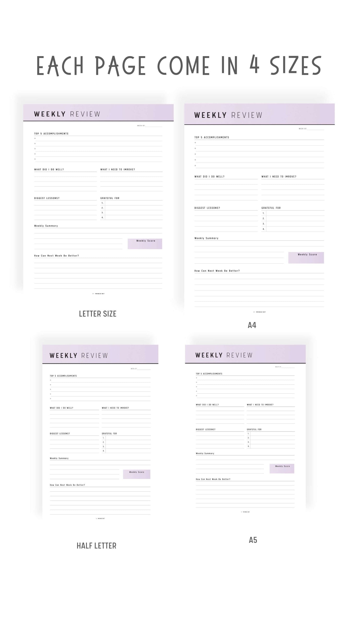 Weekly Review Template Printable – mrsneat