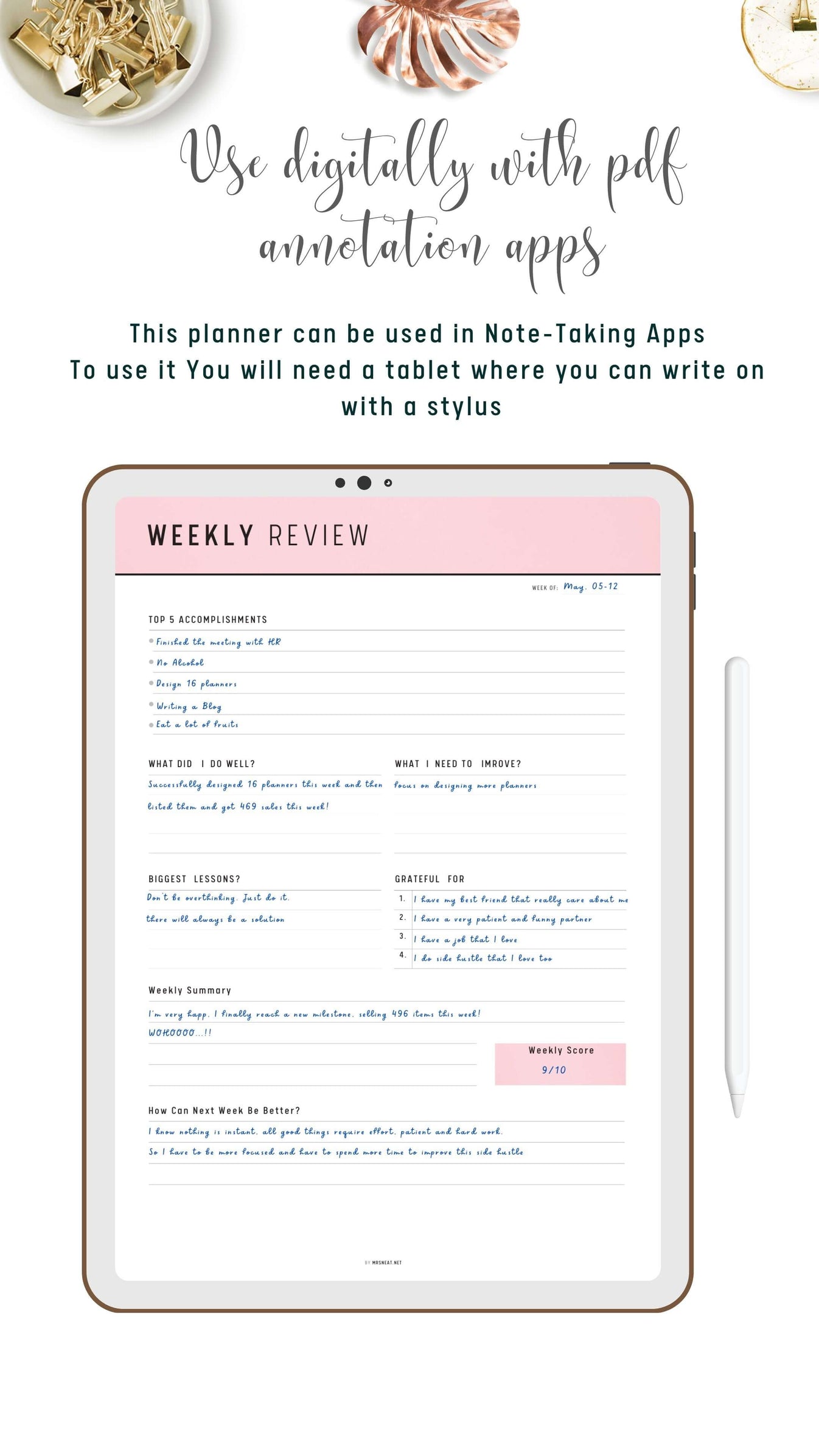 Weekly Review Template Printable – mrsneat