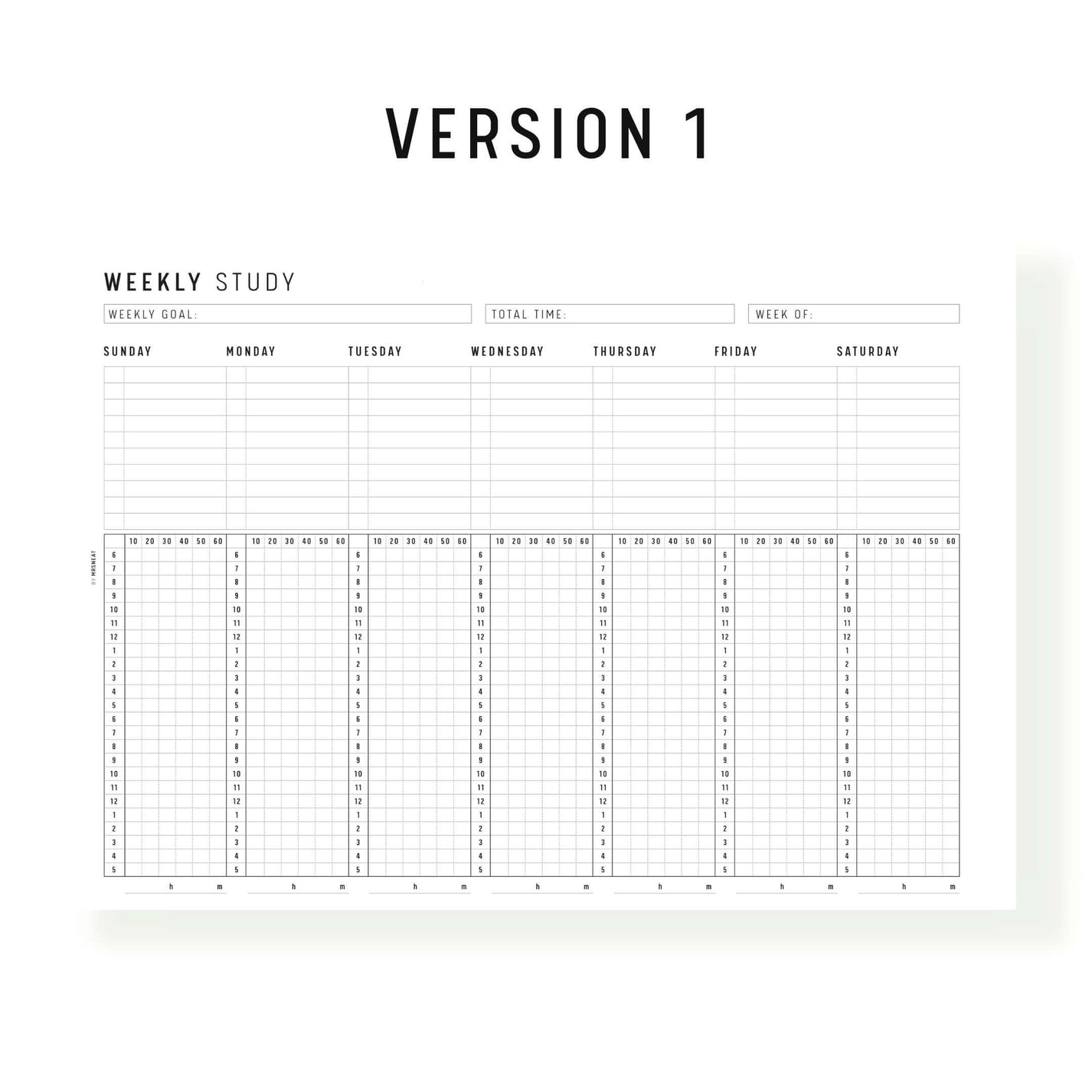 PRINTABLE Weekly Study Planner Template - M241 – mrsneat
