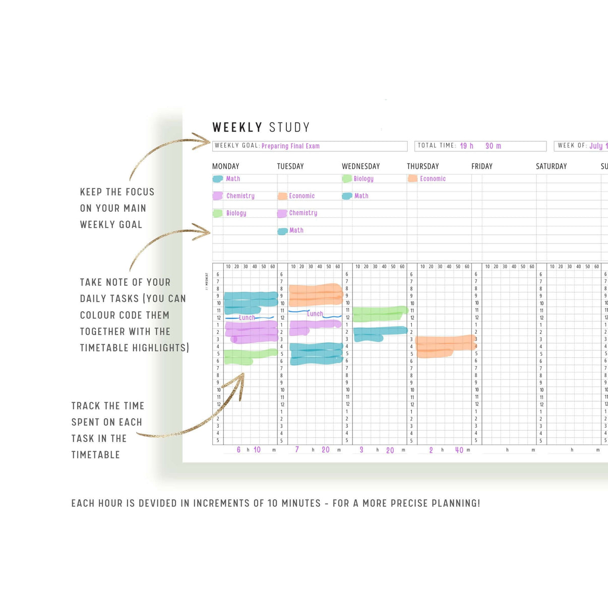 Weekly Study Planner Template – mrsneat