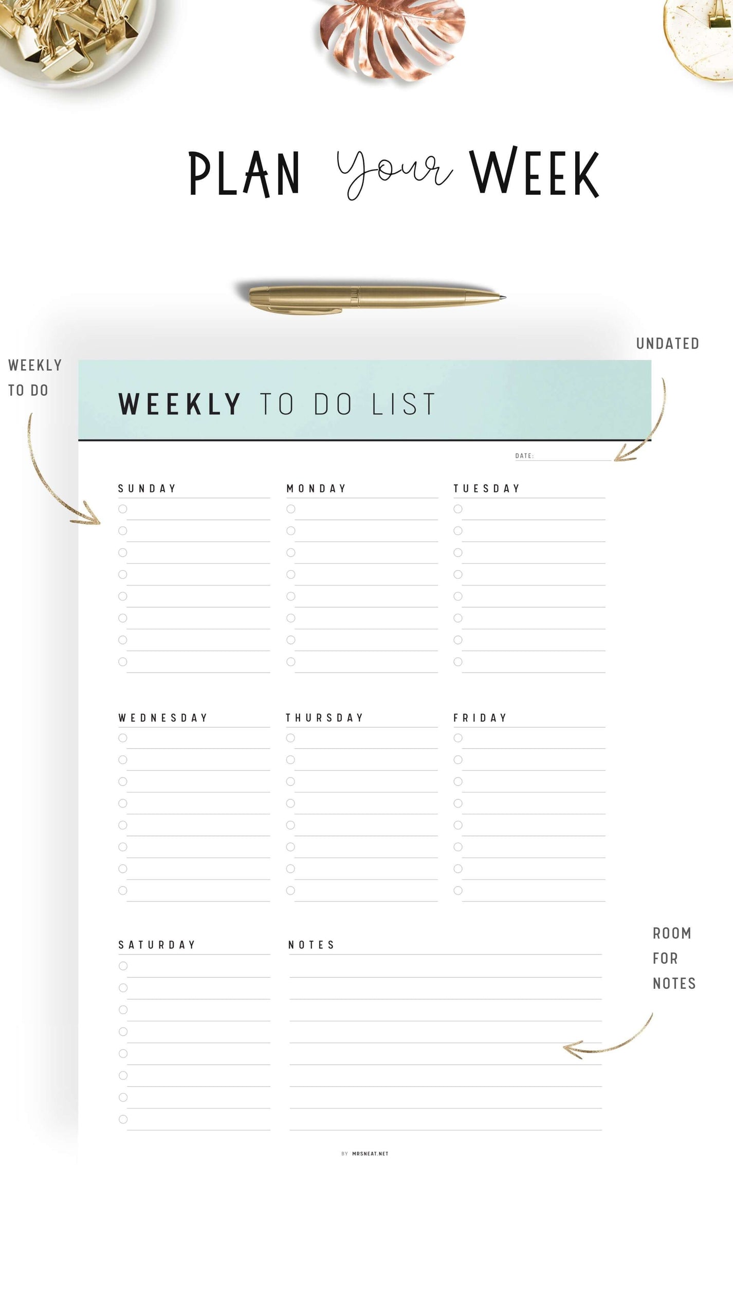 Weekly To Do List Printable – mrsneat
