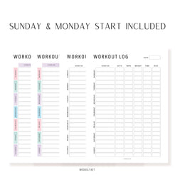 Editable Weekly Workout Log Printable - M487 – mrsneat