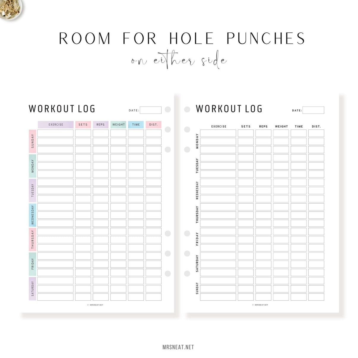 Editable Weekly Workout Log Printable - M487 – mrsneat
