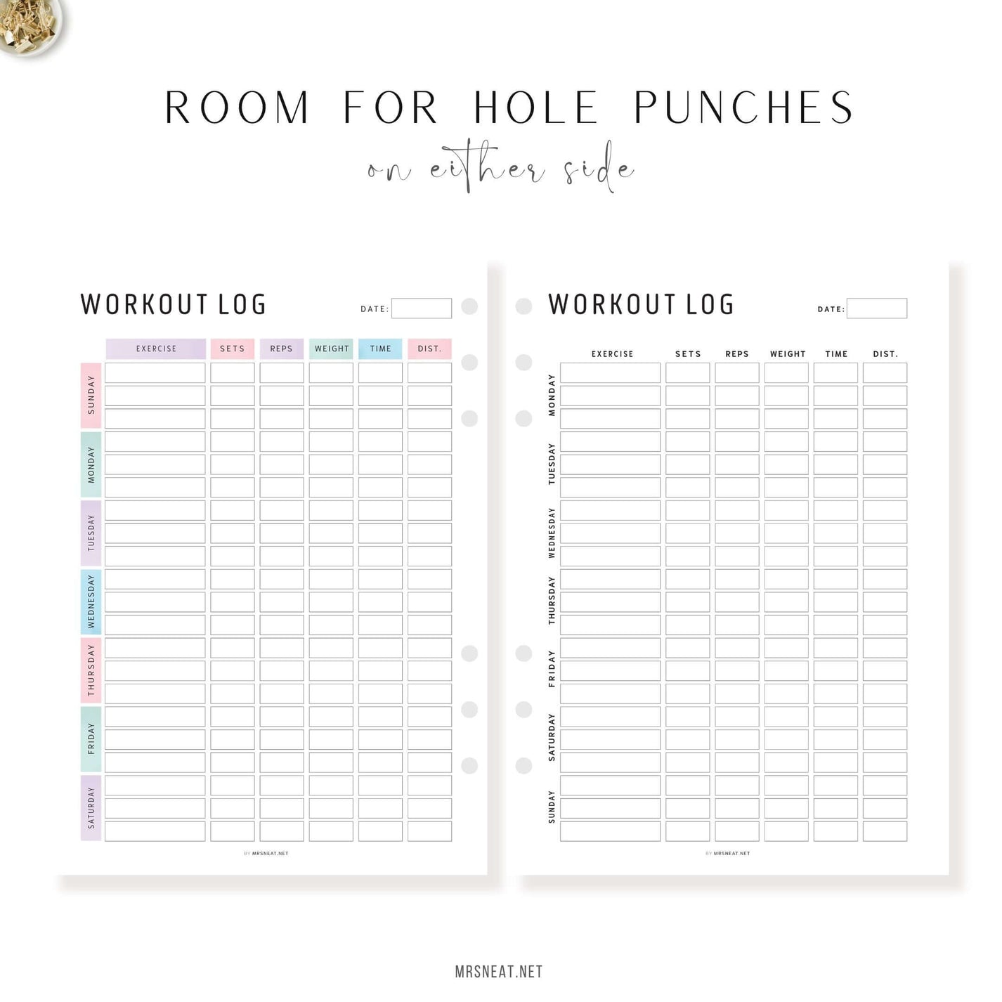 Editable Weekly Workout Log Printable - M487 – mrsneat