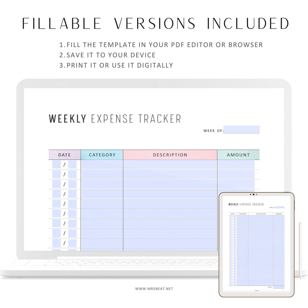 Weekly Expense Tracker Printable - M457 – mrsneat