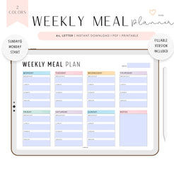 Printable Weekly Meal Planner Landscape - M406 – mrsneat