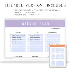 Printable Weekly Planner Template - M250 – mrsneat