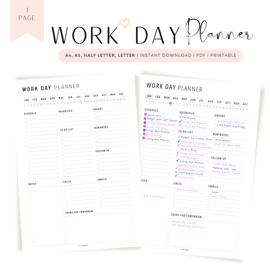 Work Day Planner Printable – mrsneat