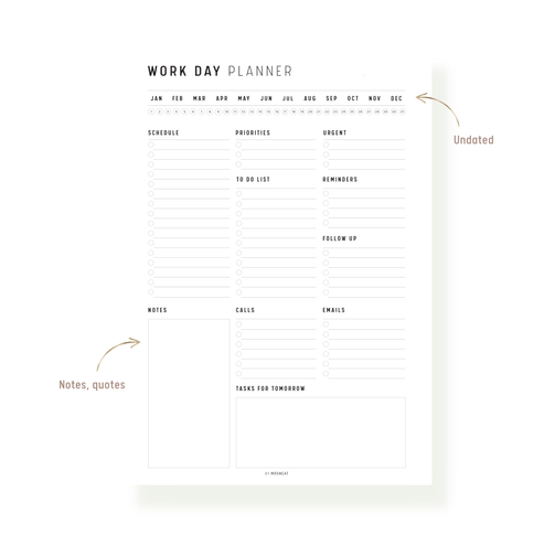 Work Day Planner PRINTABLE - M205 – mrsneat