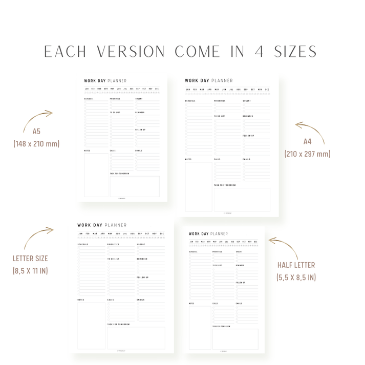 Work Day Planner PRINTABLE - M205 – mrsneat