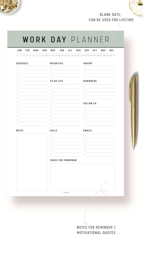 Printable Work Day Planner Template – mrsneat