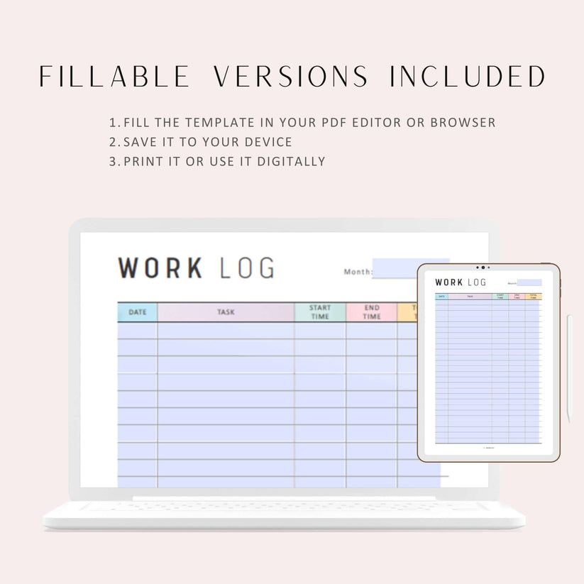 Printable Work Log Template – mrsneat
