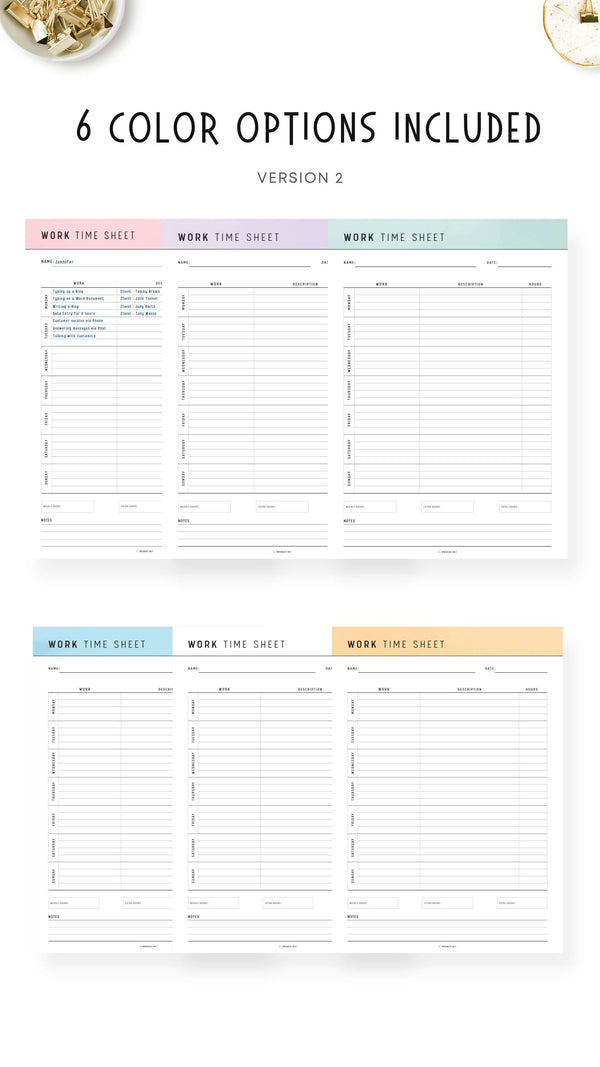 Printable Work Time Sheet Template – mrsneat
