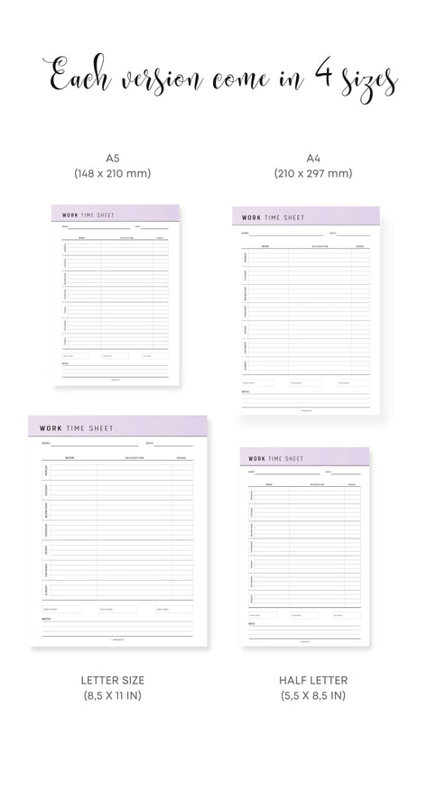 Printable Work Time Sheet Template – mrsneat