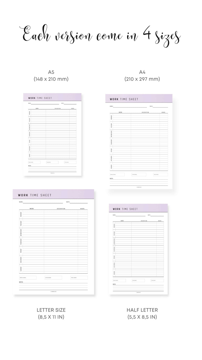 Printable Work Time Sheet Template – mrsneat