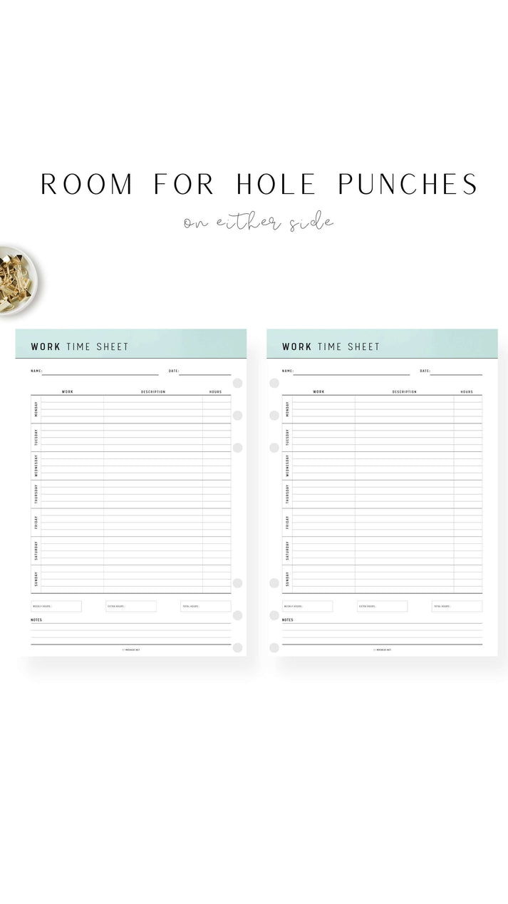 Printable Work Time Sheet Template – mrsneat