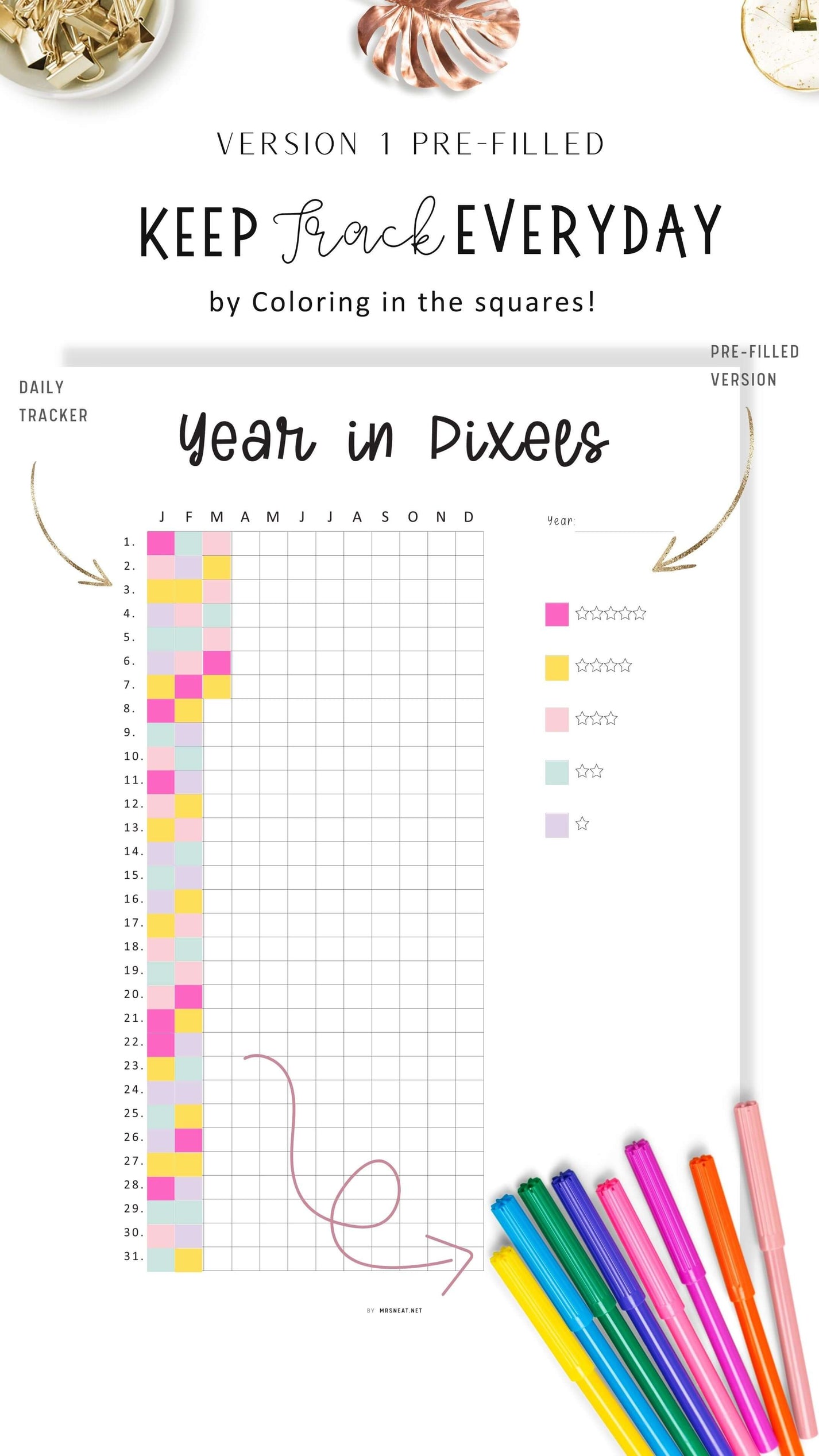 Year in Pixels Printable – mrsneat