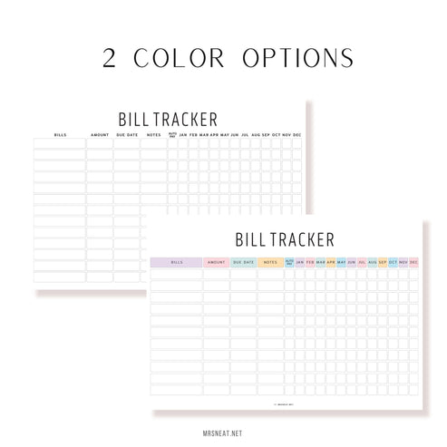 Yearly Bill Tracker Printable - M488 – mrsneat