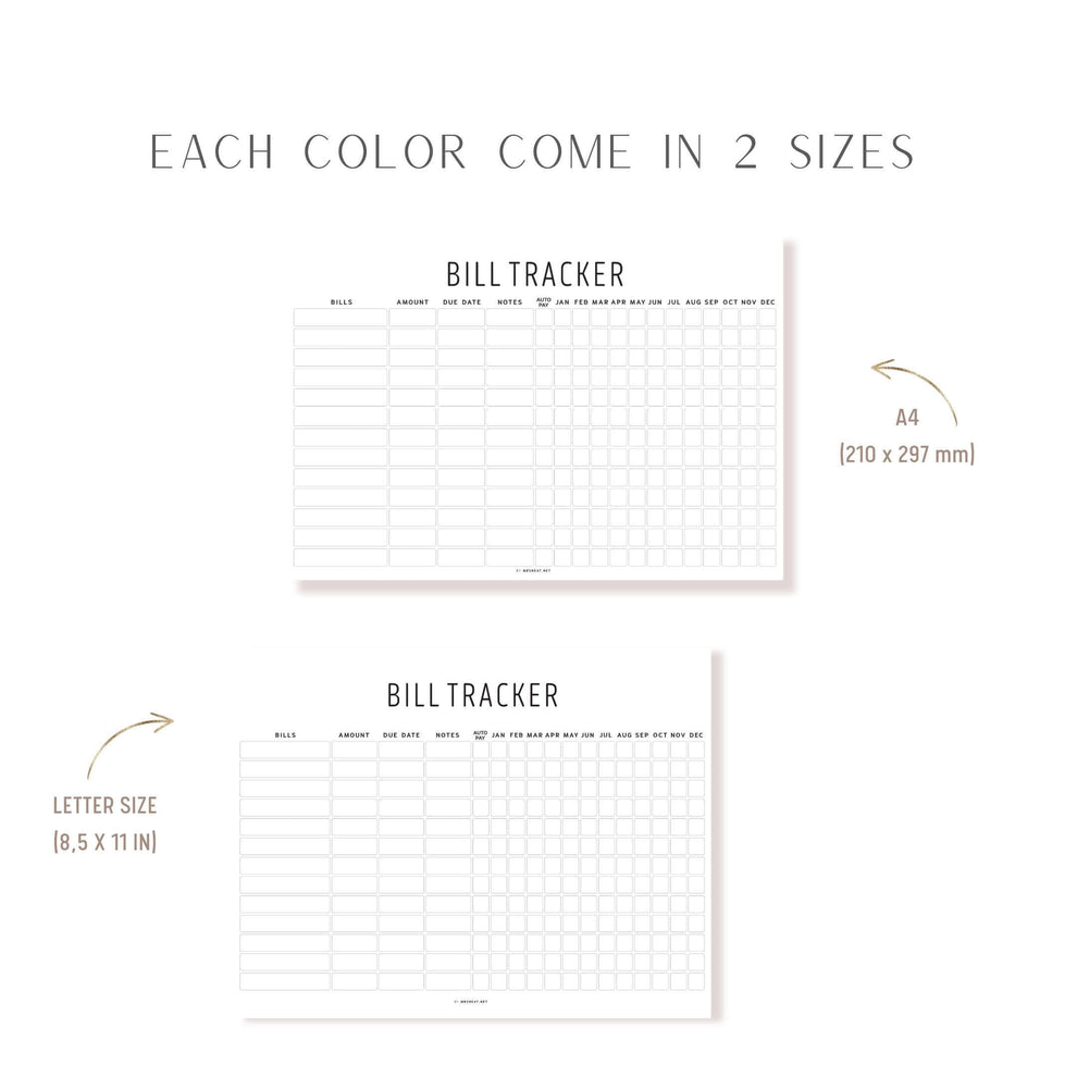 Yearly Bill Tracker Printable - M488 – mrsneat