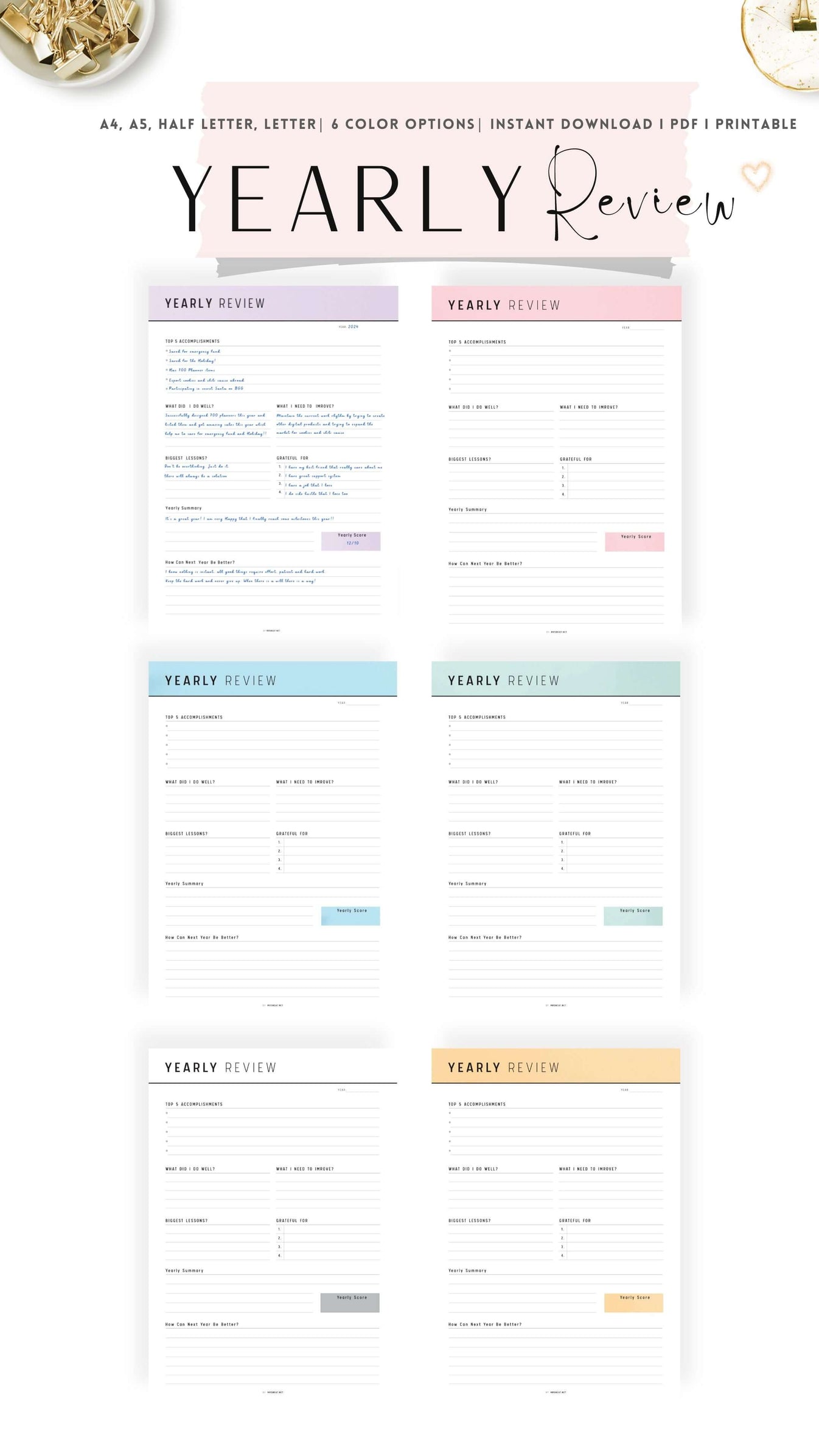 Yearly Review Template Printable – mrsneat