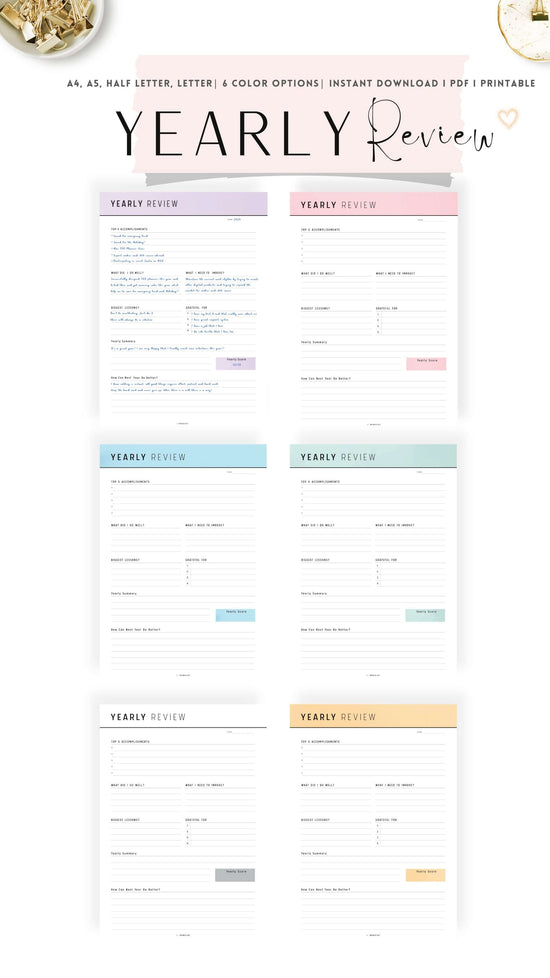 Yearly Review Template Printable – mrsneat