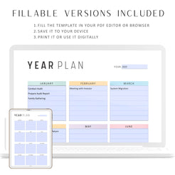 PRINTABLE Yearly Planner Template - M408 – mrsneat