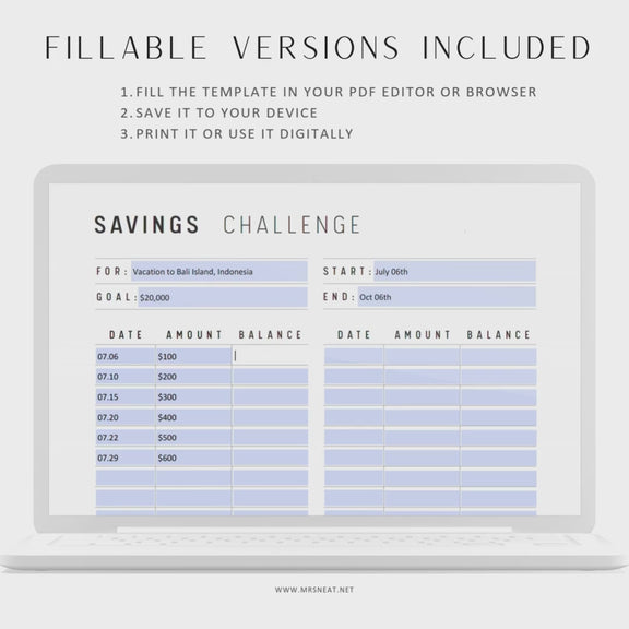 Saving Challenge Printable - M195 – mrsneat