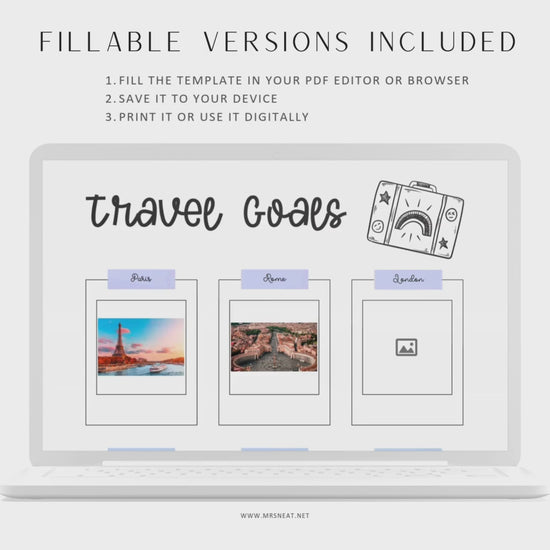 Travel Goals Planner Template - M380 – mrsneat