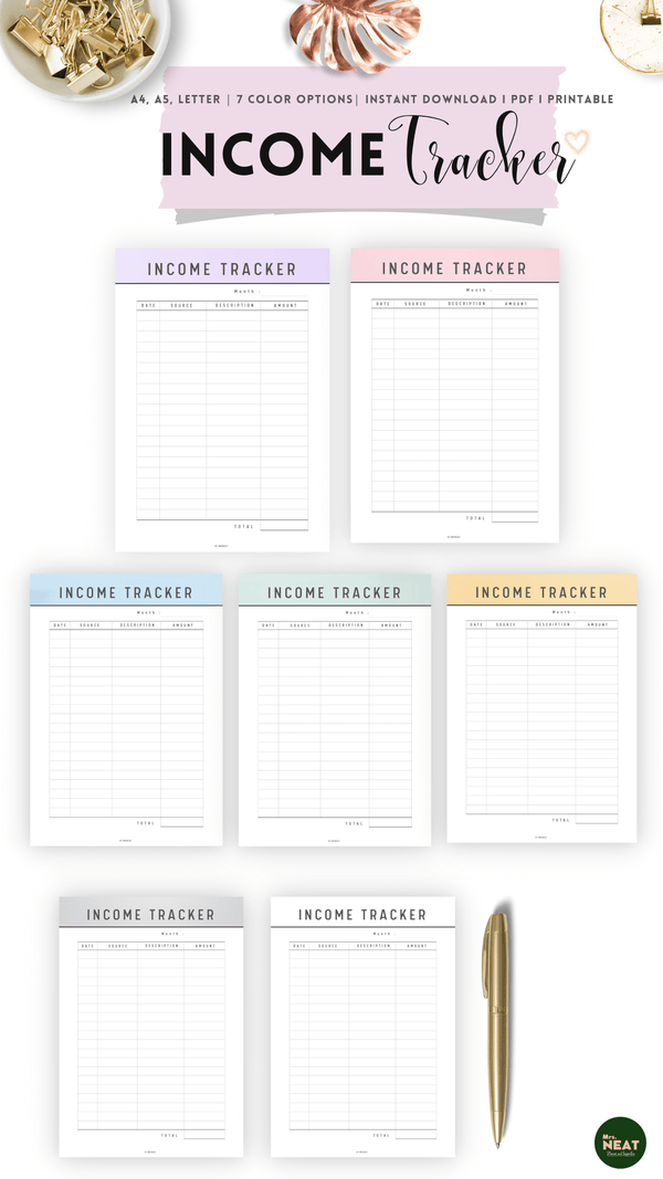 Income Tracker Printable Planner – mrsneat
