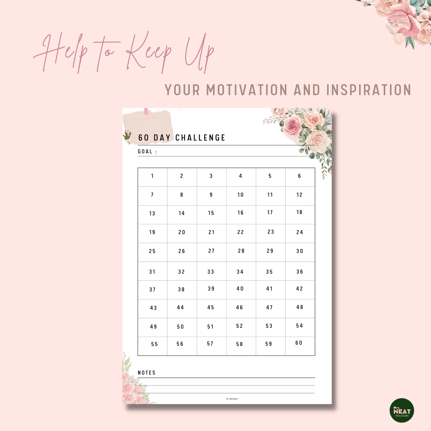 Floral 60 Day Challenge PRINTABLE - M049 – mrsneat