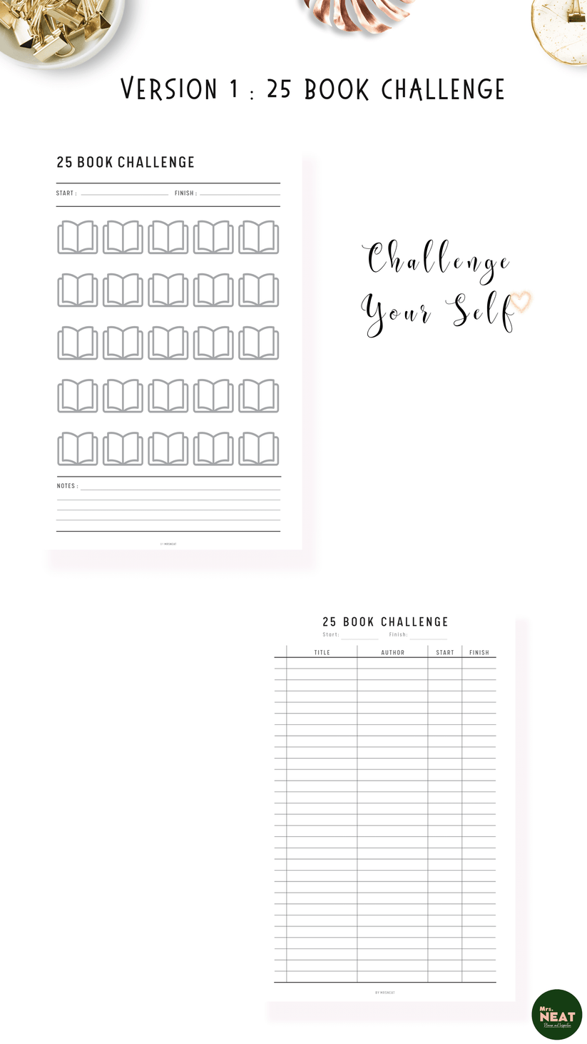 Book Challenge Bundle PRINTABLE - M007 – mrsneat
