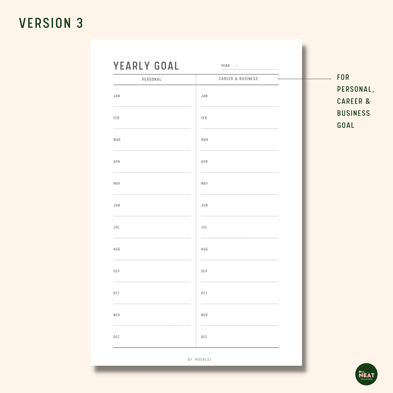 New Year Goal Planner - M166 – mrsneat