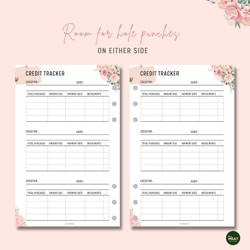 Floral Credit Tracker Printable – mrsneat