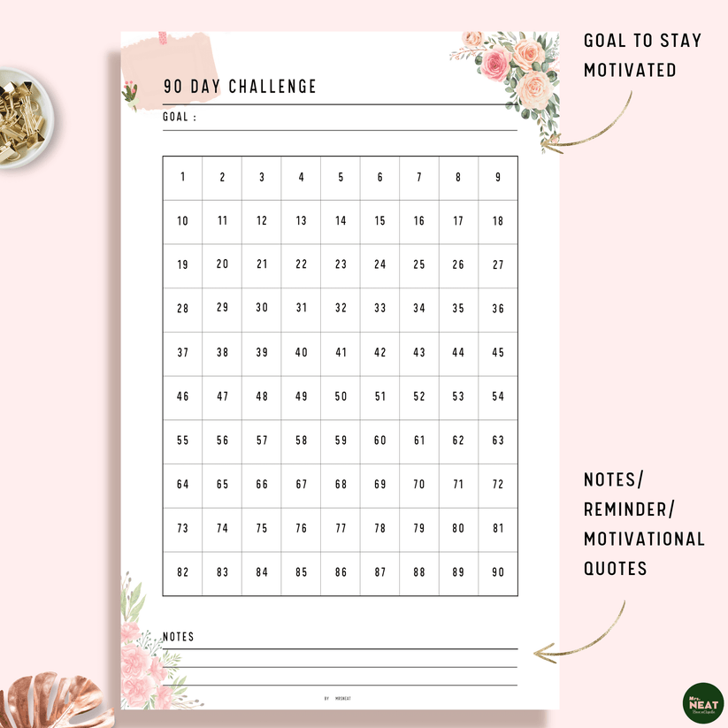 90 day challenge printable - M103/4 – mrsneat