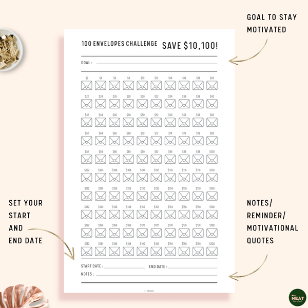 Saved $10,100 in 100 Envelopes Challenge – mrsneat
