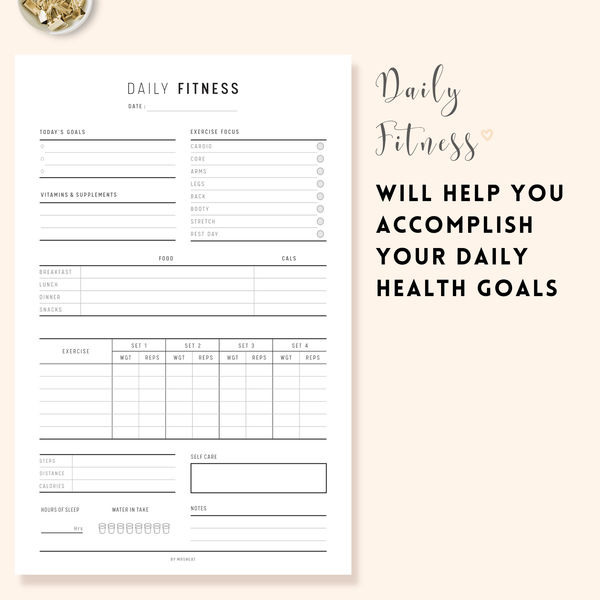 Daily Fitness and Health Planner Printable – mrsneat