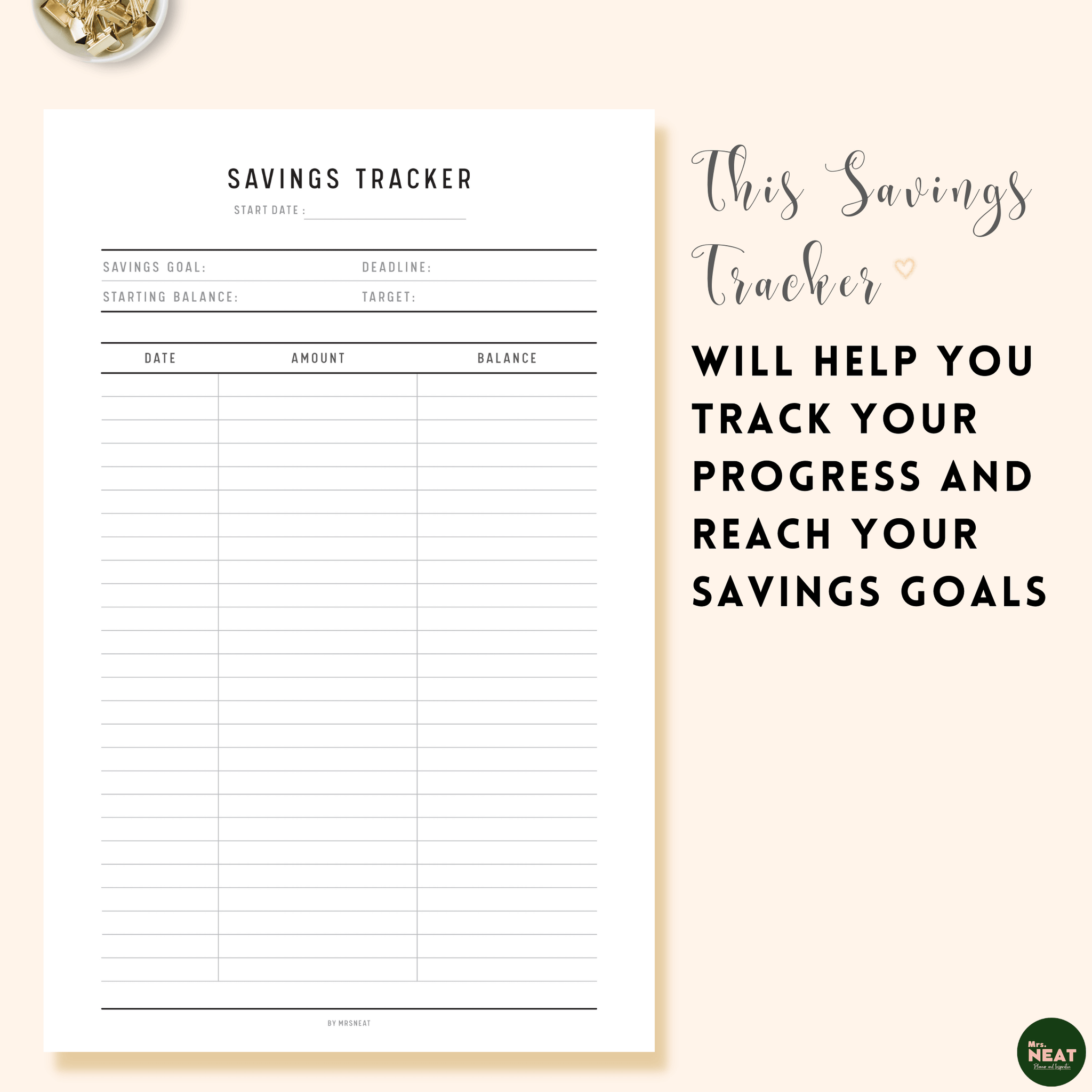 Savings Tracker Printable – mrsneat