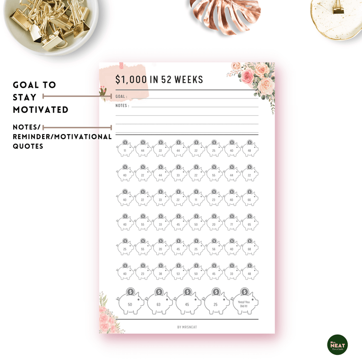 $1,000 Money Savings Challenge - M013 – mrsneat