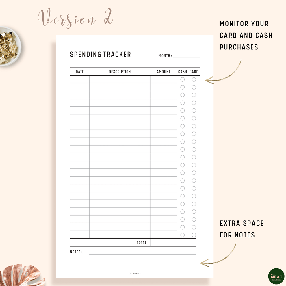 Spending Tracker Printable – mrsneat