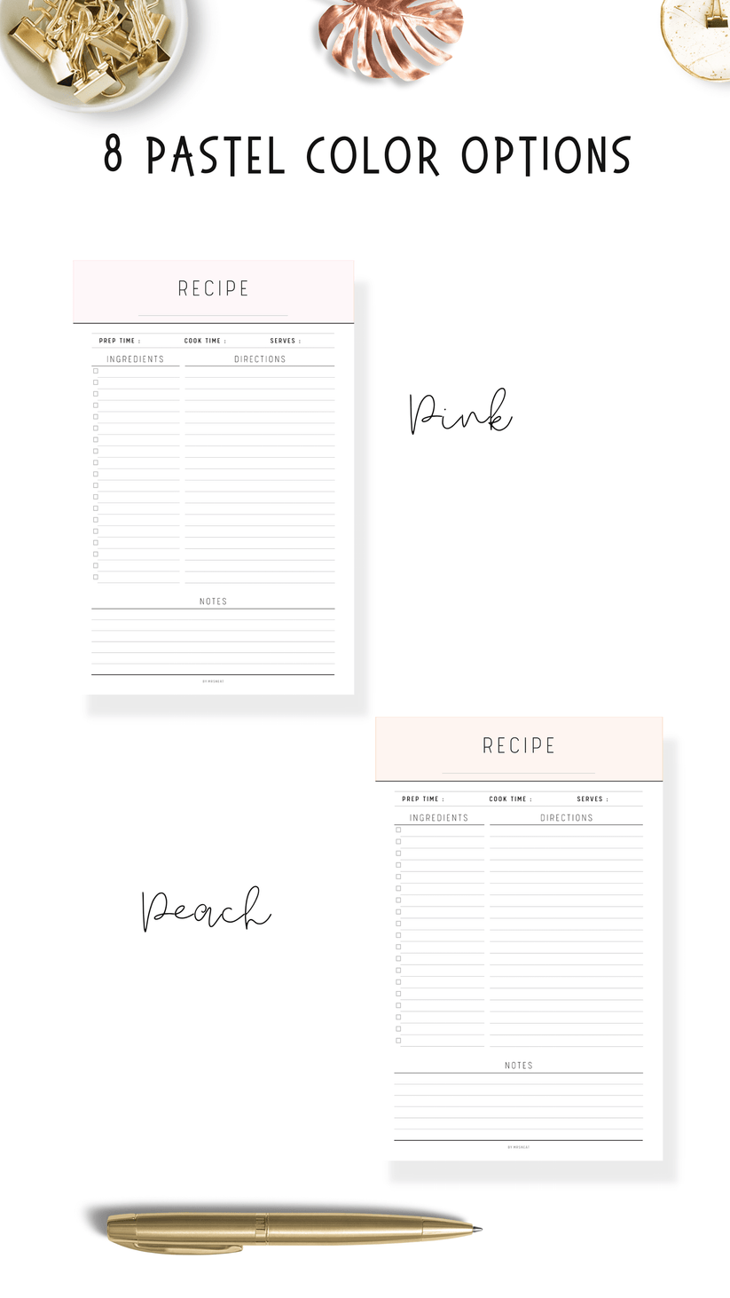 Free Recipe Page Template - M149 – mrsneat
