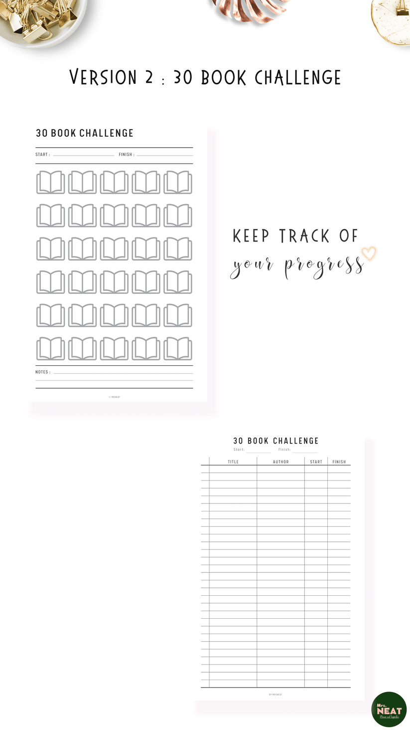 Book Challenge Bundle PRINTABLE - M007 – mrsneat